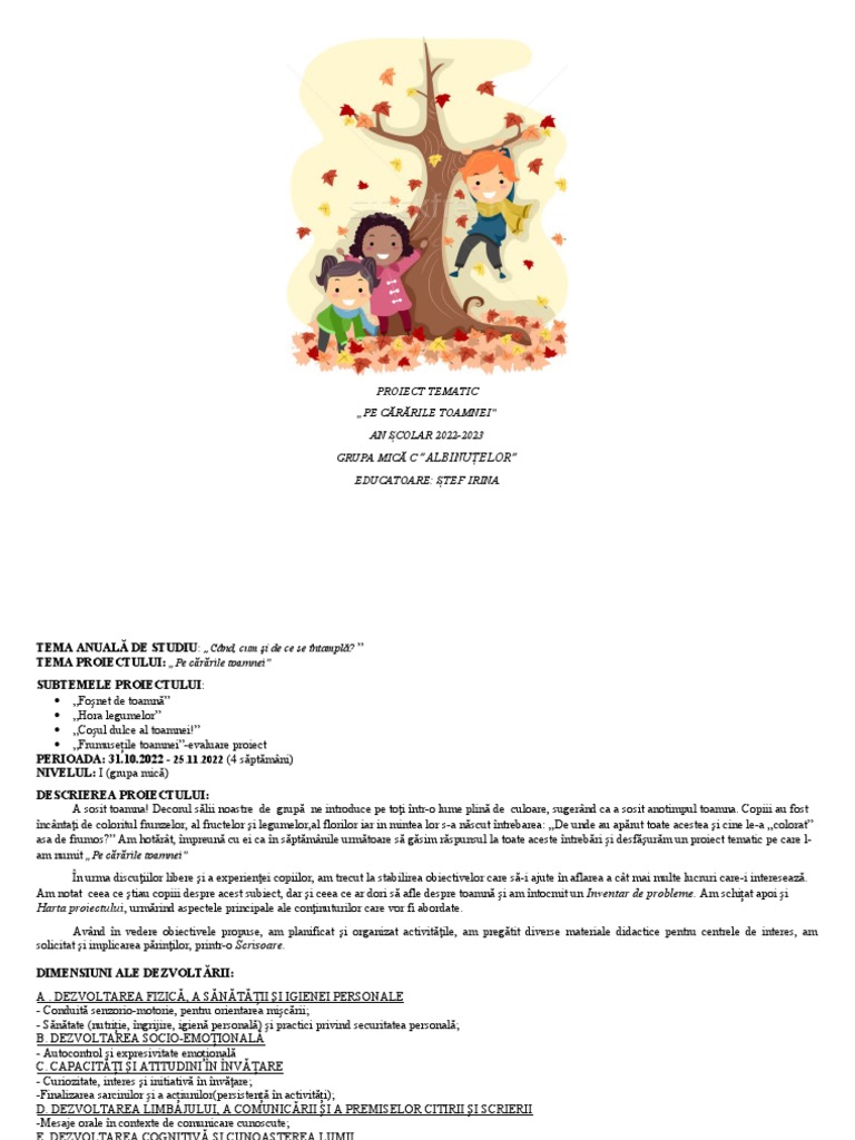 0 Proiect Tematic Toamna GR Mica C | PDF