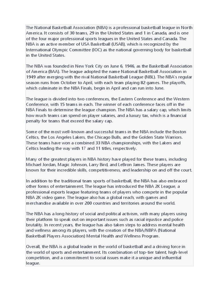 The NBA: A Brief History of the National Basketball Association | PDF ...