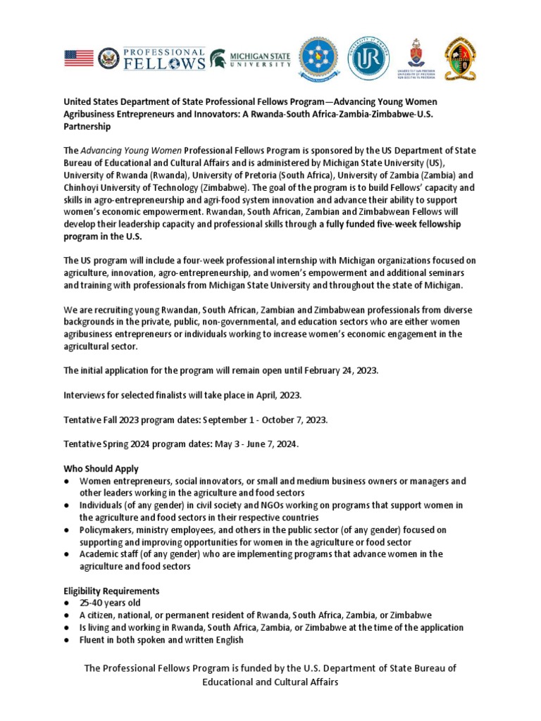 PFP Fellowship Program Announcement 2023 | Download Free PDF | United ...