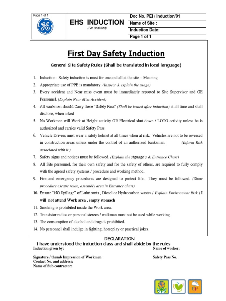 Unskilled Worker Safety Induction | PDF