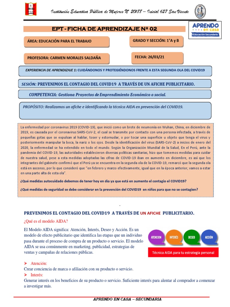 Ept - Ficha de Aprendizaje #02: Institución Educativa Pública de Mujeres #20188 - Inicial 627 ...