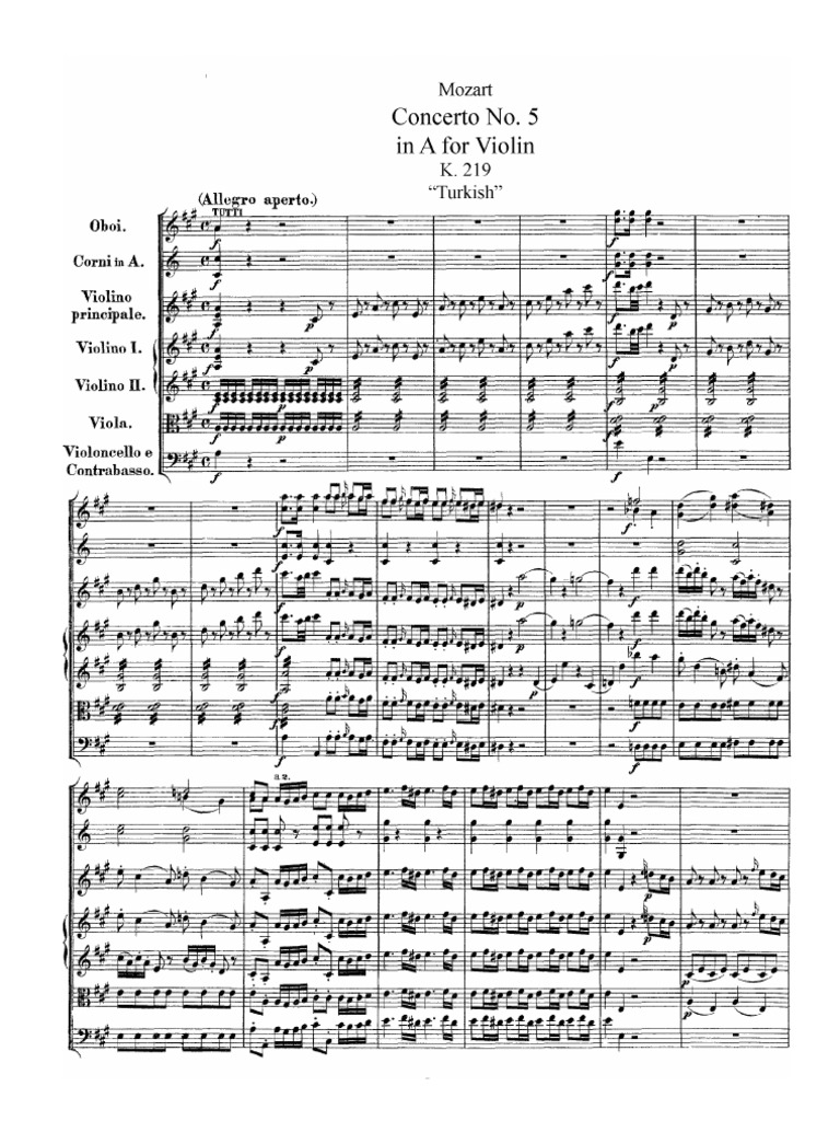 Mozart's Violin Concerto No. 5 Analysis | PDF | Concerto | Compositions ...