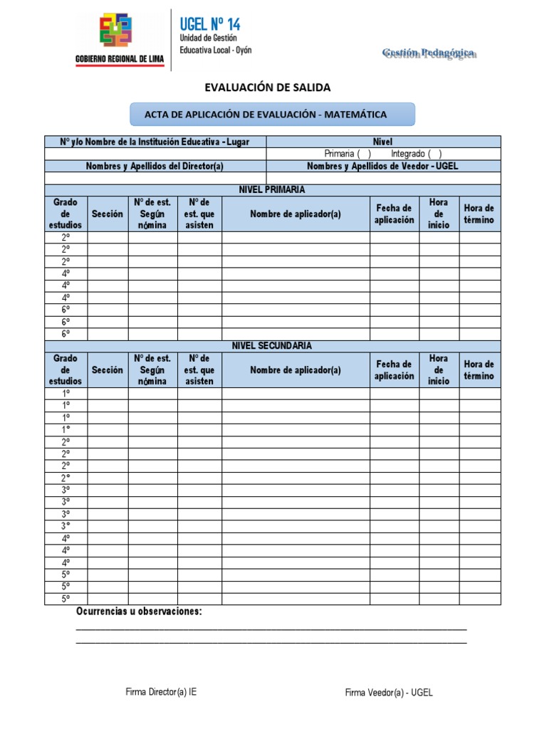 Acta de Evaluación de Salida | PDF