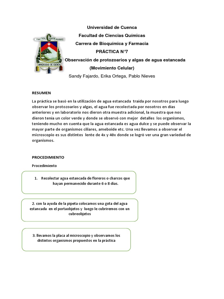 Sandy Fajardo, Erika Ortega, Pablo Nieves Informe 7 | PDF | Biología ...