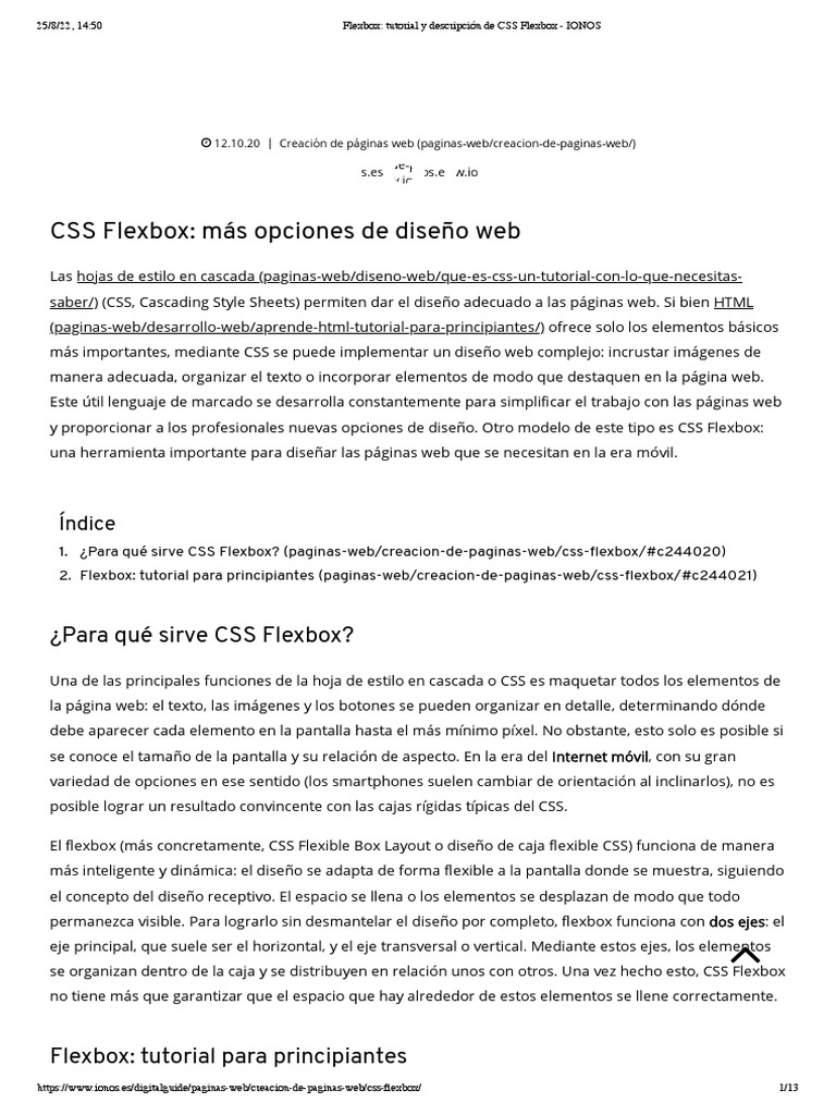 Flexbox - Tutorial y Descripción de CSS Flexbox - IONOS | PDF | Diseño ...