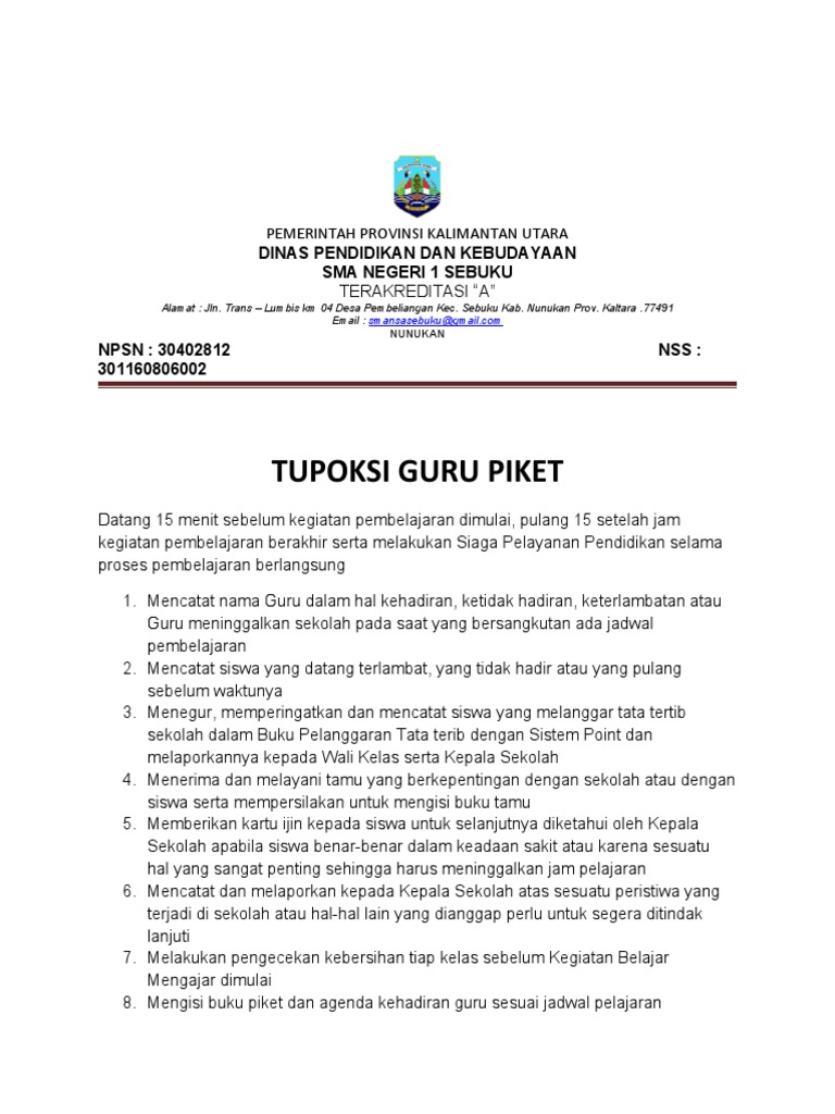 Tupoksi Guru Piket | PDF