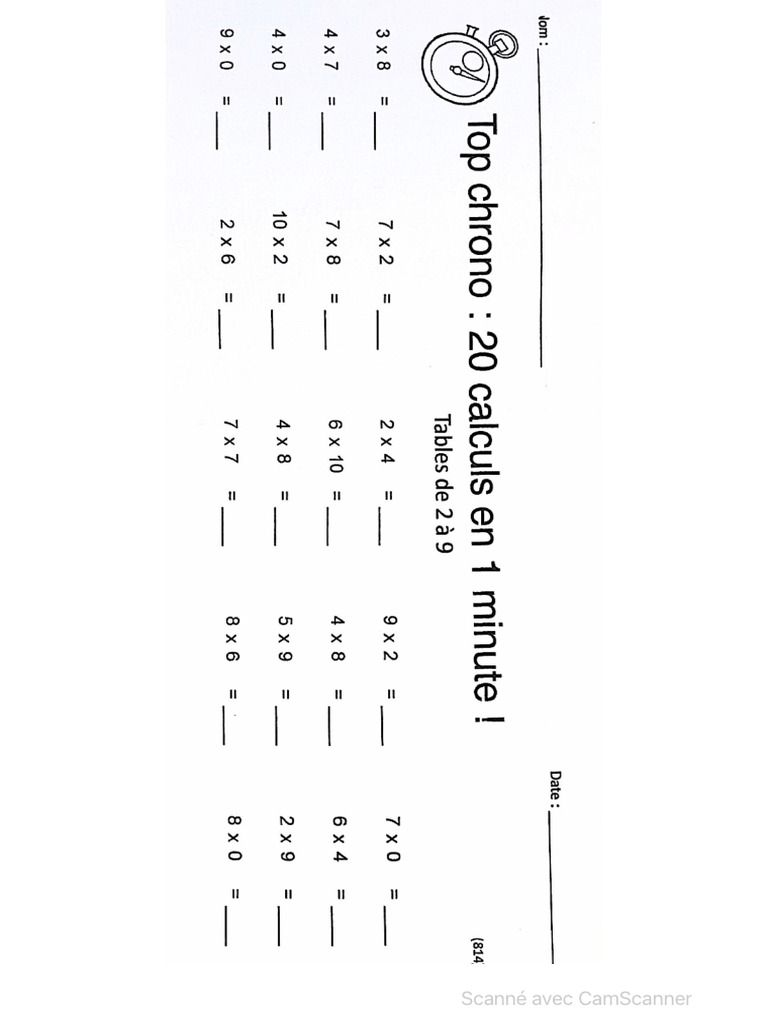 20 Calculs - 01 Minute | PDF