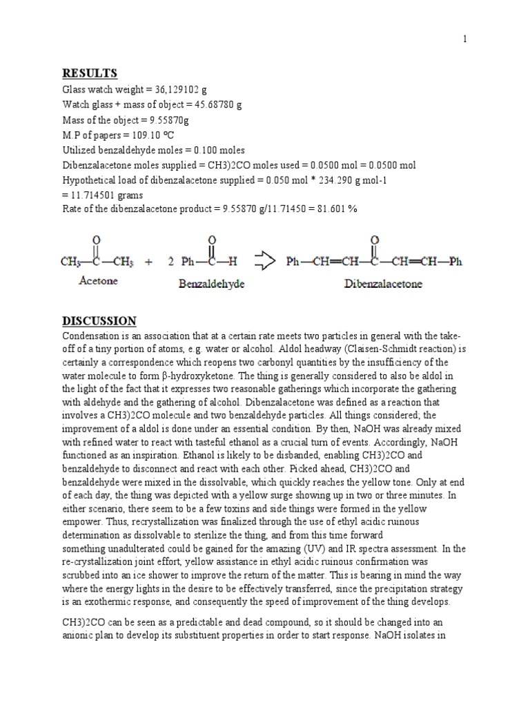 Aldol Condensation-Postlab | PDF | Mole (Unit) | Hydroxide