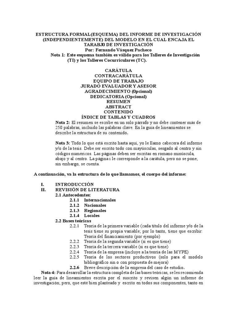 Estructura Formal Del Informe de Investigación (1) - 1 | PDF | Science | Metodología