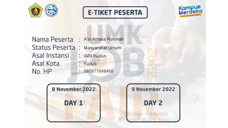 Contoh E Tiket Untuk Job Fair | PDF