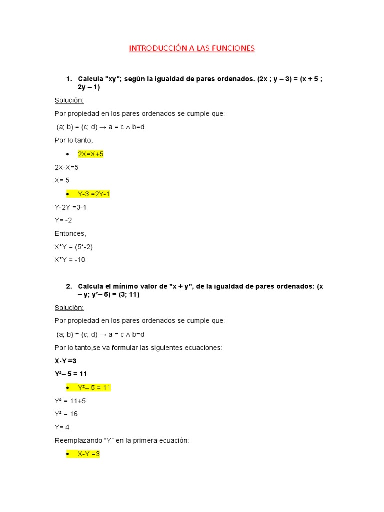 Introduccion A Las Funciones 1 | PDF | Ecuaciones | Matemáticas