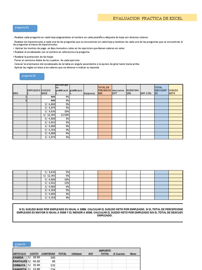 Cejas Semirrectas en Excel: Evaluación Práctica | PDF | Informática | Software