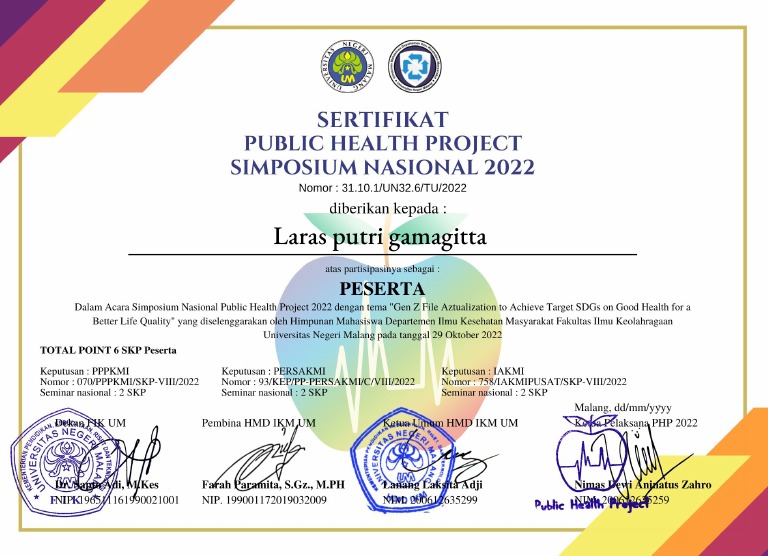 Sertifikat Public Health Project Simposium Pdf