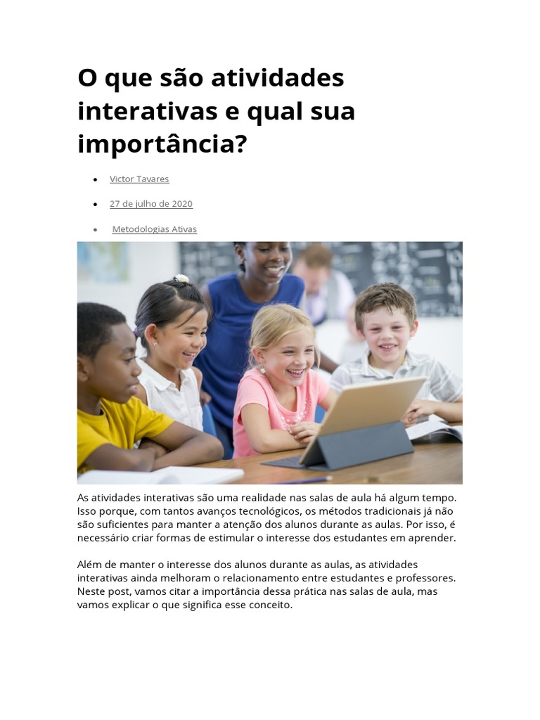 O que são atividades interativas e qual sua importância | PDF ...