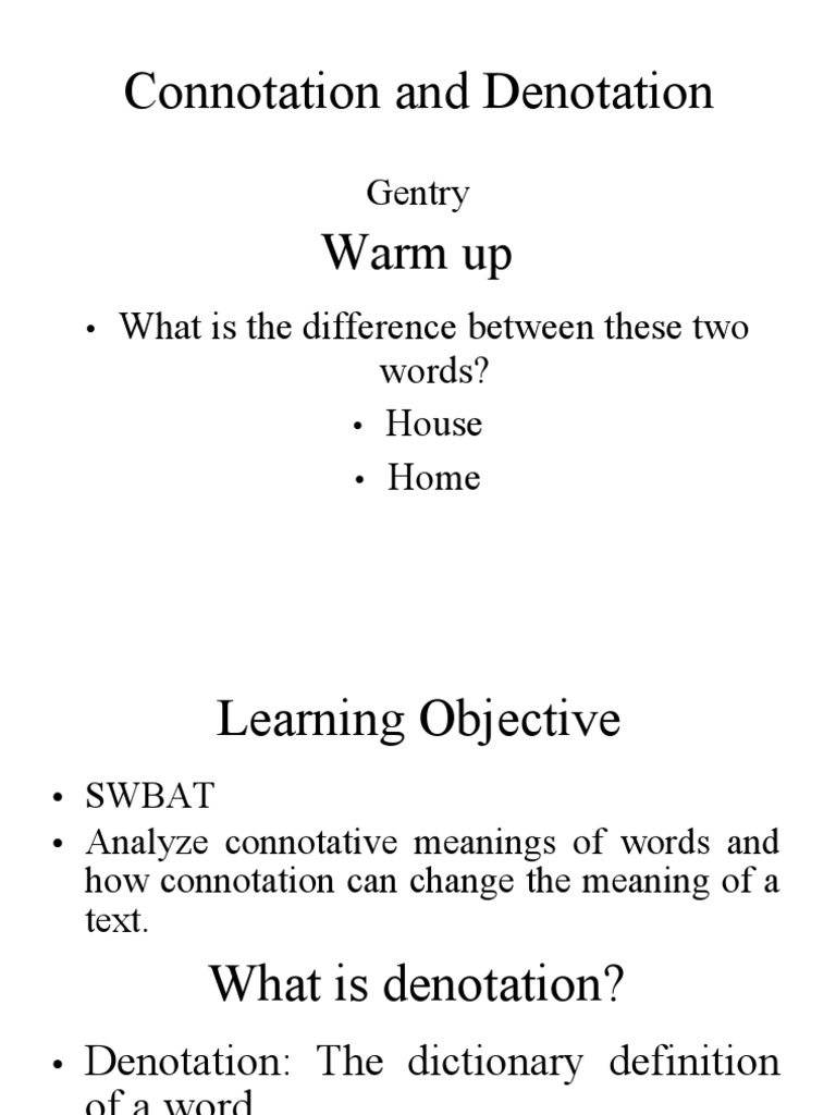 Connotation vs Denotation: Understanding Word Meanings | PDF | Odor