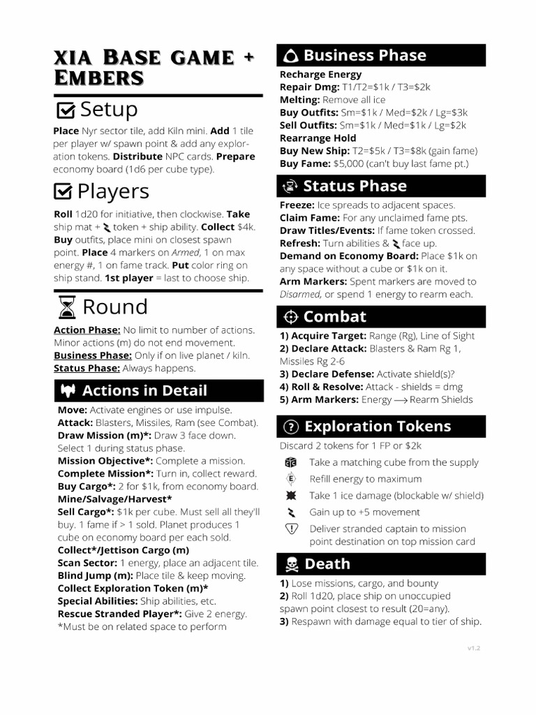 Xia + Embers QS v1.2 | PDF