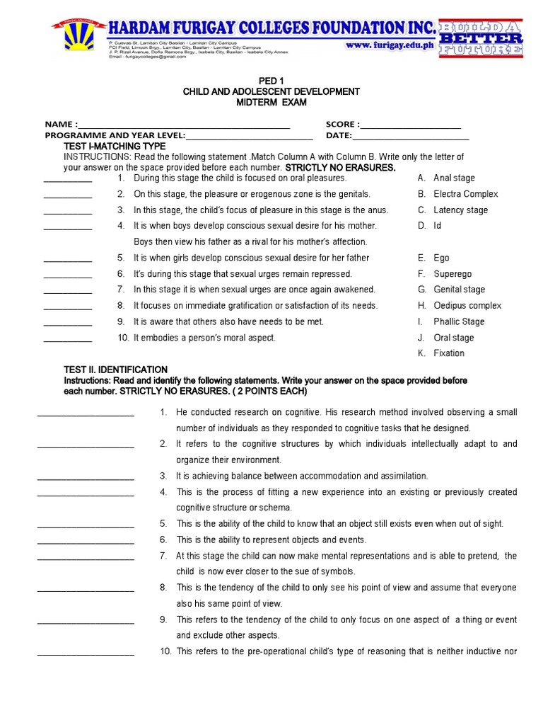 PED 1 MIDTERM 2022 Exam | PDF | Psychology | Psychological Concepts