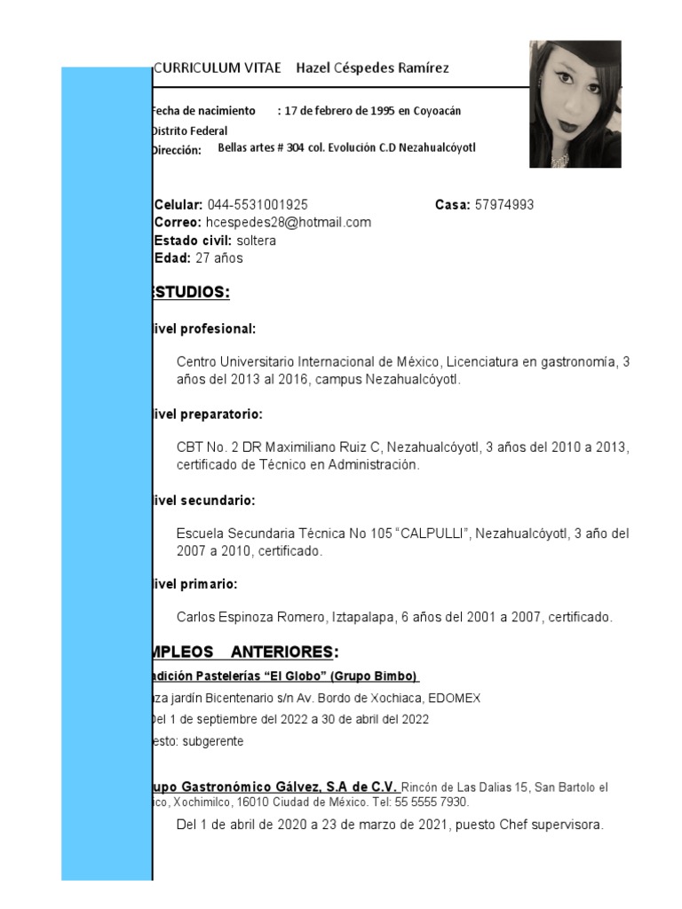 Curriculum Vitae de Hazel Céspedes Ramírez | PDF | Ciudad de México