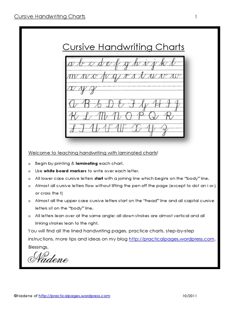 Cursive Handwriting Charts | PDF