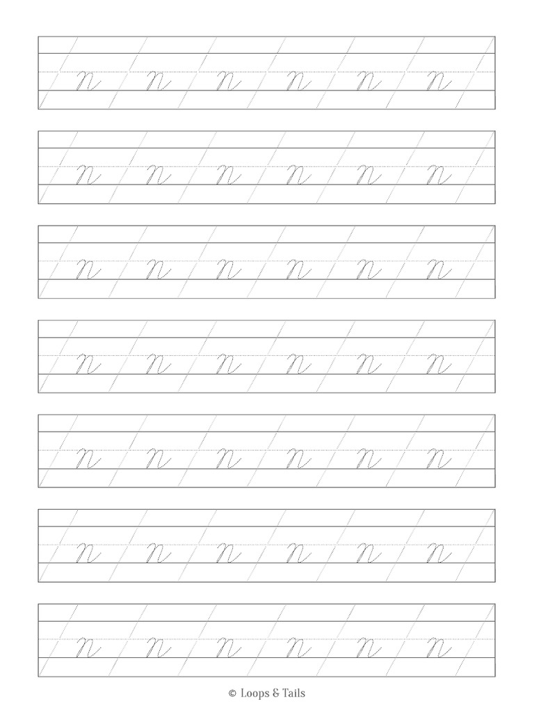 Cursive Worksheet Lowercase N | PDF