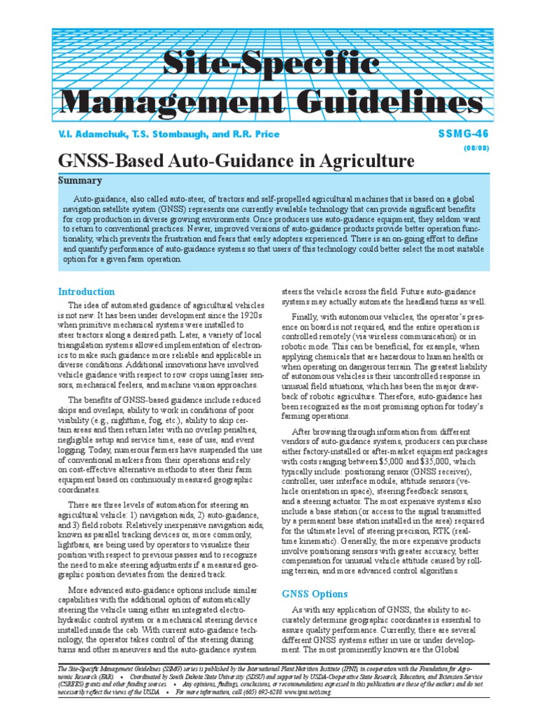 GNSS-Based Auto-Guidance in Agriculture | PDF | Global Positioning ...