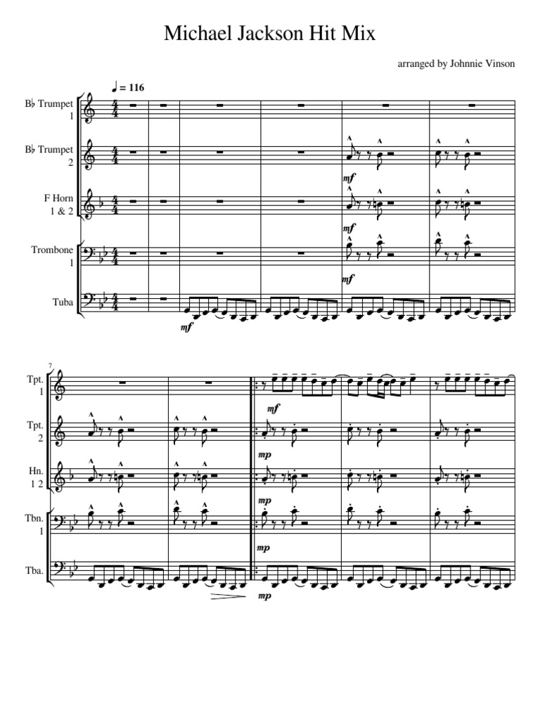 Michael Jackson Hit Mix Quinteto-Partitura y Partes | PDF | Organologia ...