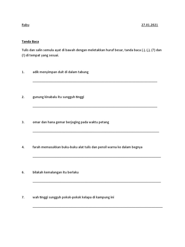 Latihan Tanda Baca untuk Pelajar | PDF