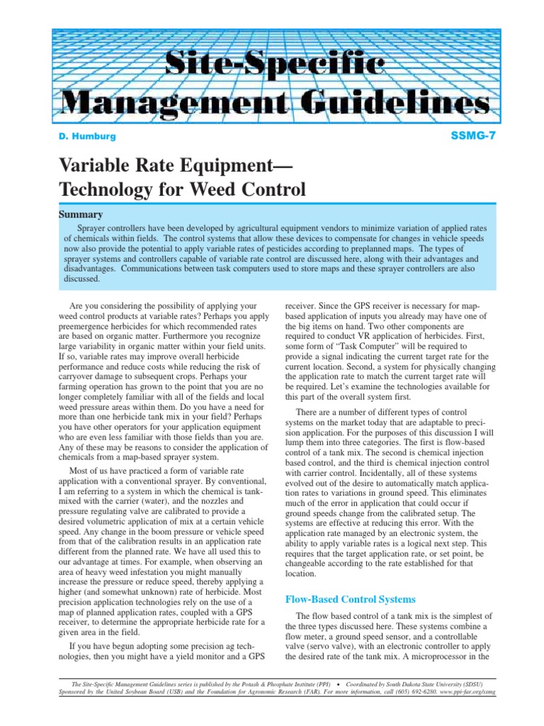 Variable Rate Equipment-Technology For Weed Control | PDF | Herbicide ...