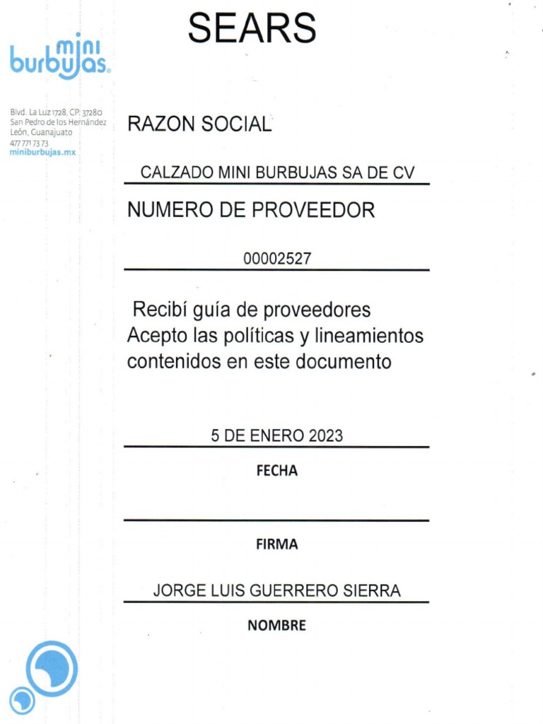 Hoja Membretada Firma-Sears Guia | PDF