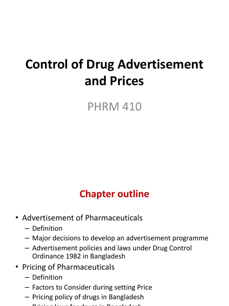 Drug Advertisement and Pricing Control | PDF | Advertising | Prices