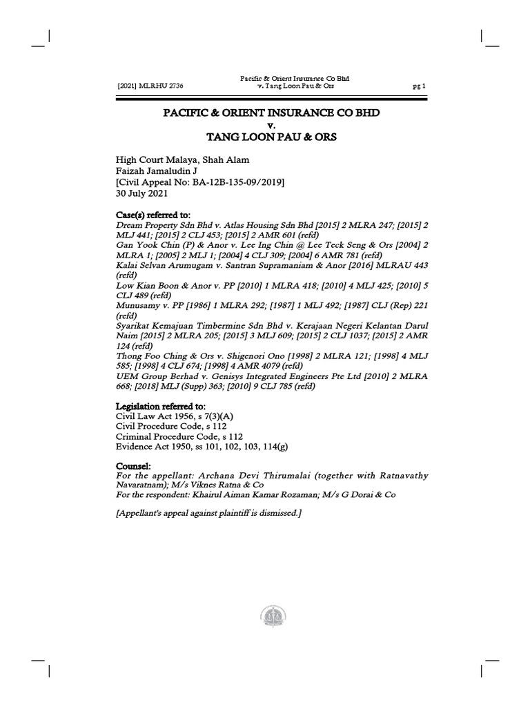 Insurance Appeal in Hit-and-Run Case | PDF | Burden Of Proof (Law ...