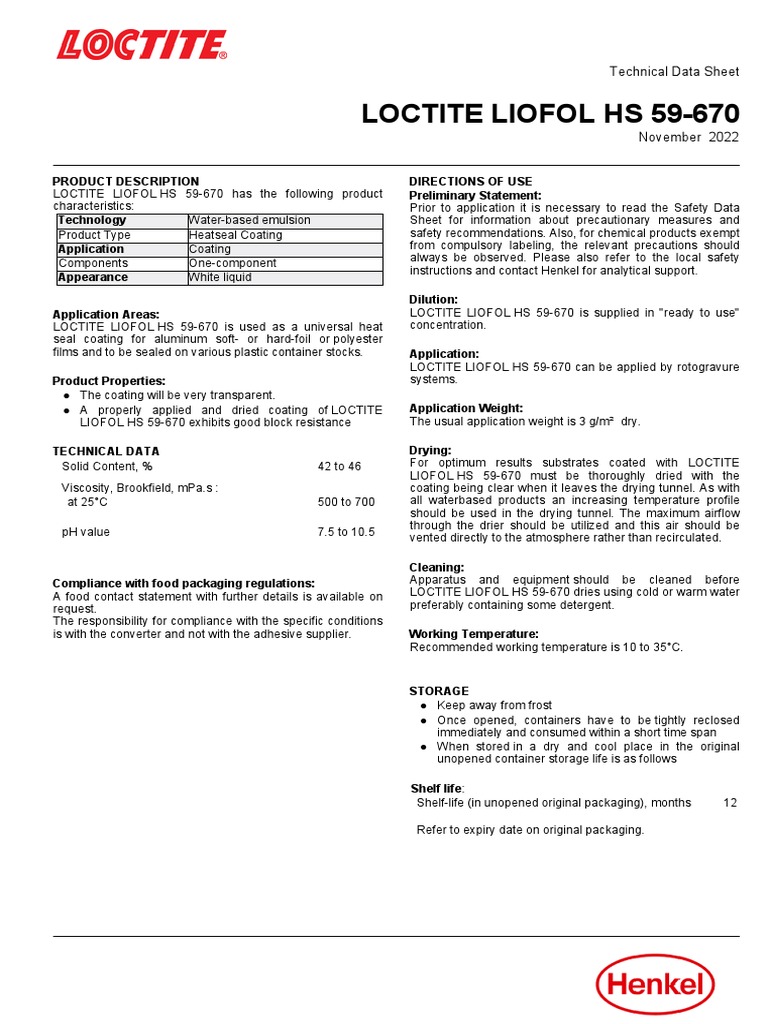 Loctite Liofol HS 59-670-En | PDF | Legal Liability | Trademark