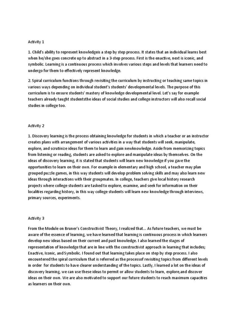 Bruner's Constructivist Theory | PDF | Constructivism (Philosophy Of ...