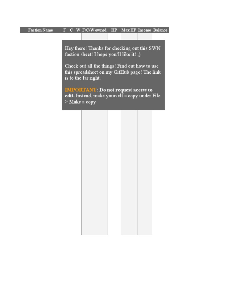 SWN Faction Sheets Template - Revised V1.6 | PDF