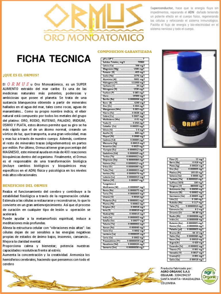 Ficha Tecnica Ormus - 2021 | PDF | Magnesio | Manganeso