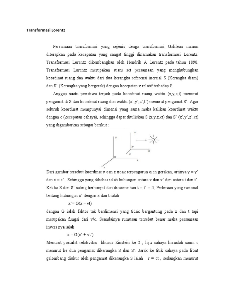 Transformasi Lorentz | PDF