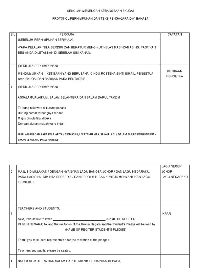TEKS PERHIMPUNAN RASMI KRMJ SESI PETANG 2023 | PDF