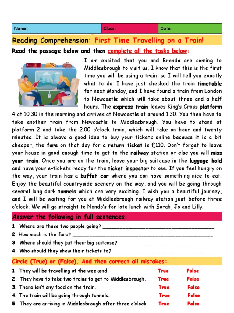 First Train Journey Reading Comprehension | PDF | Public Transport ...