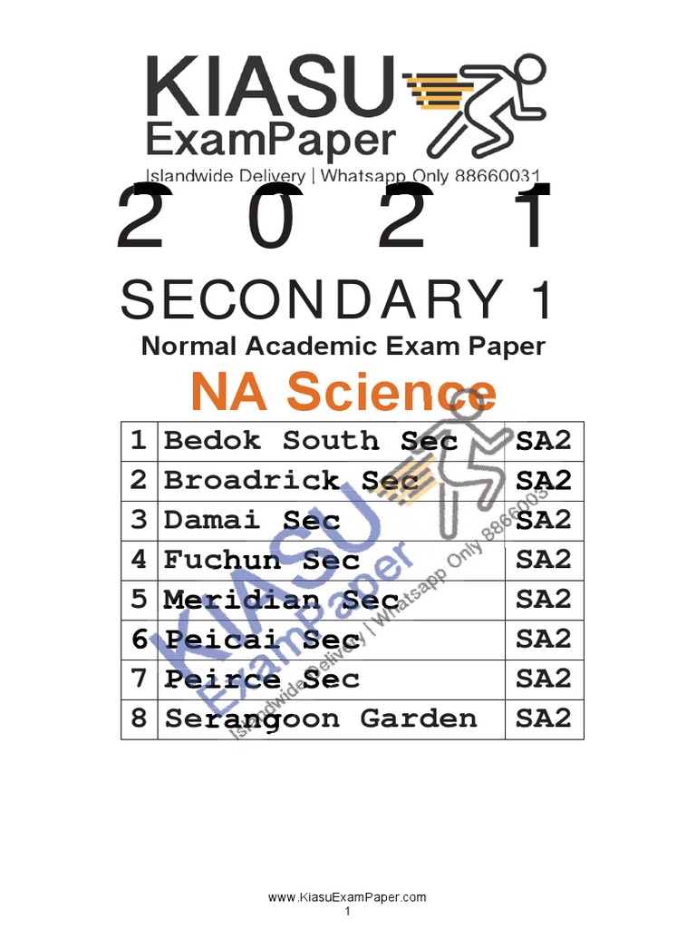 2021 Sec 1 NA Science Papers-8s | PDF | Chemical Compounds | Mixture