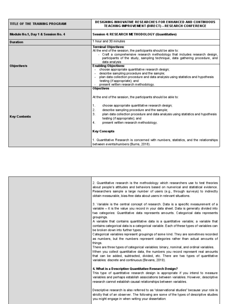 Session Guide Research Methodology | PDF | Statistics | Sampling ...