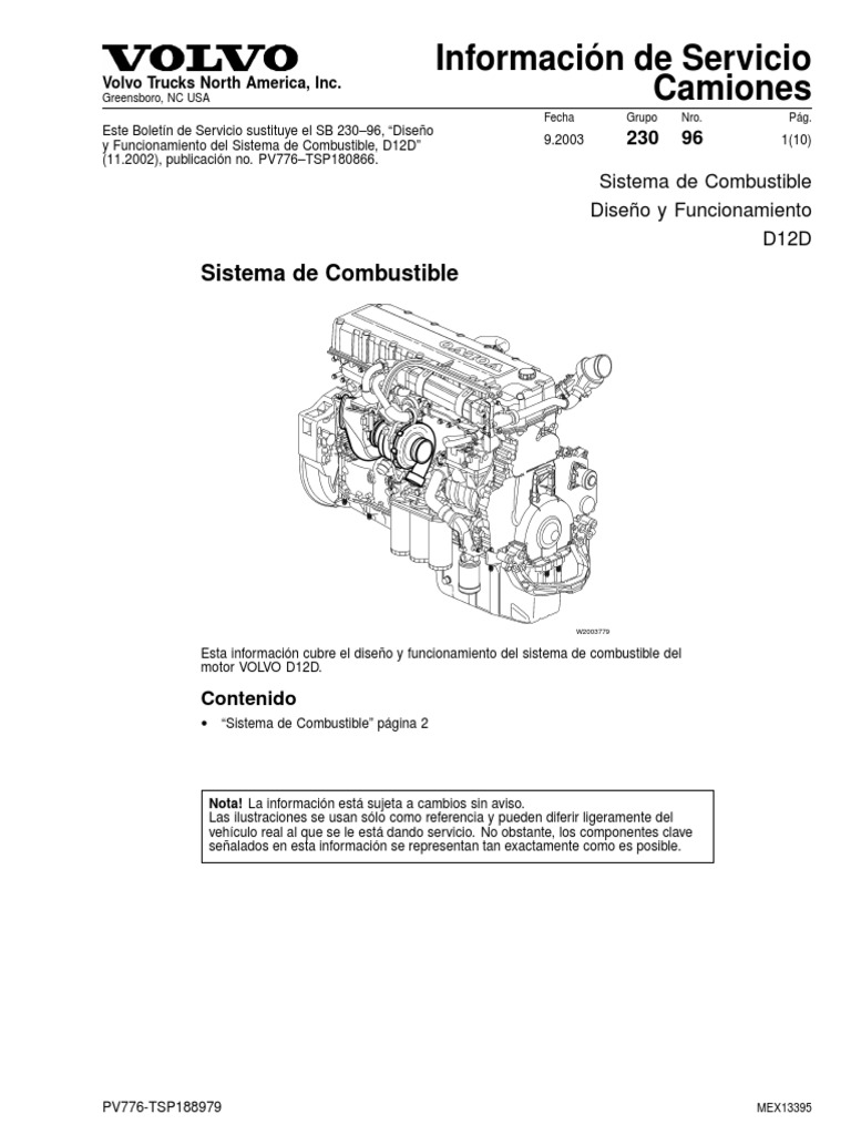 Sistema de Combustible Volvo D12 | PDF | Inyección de combustible | Acelerador