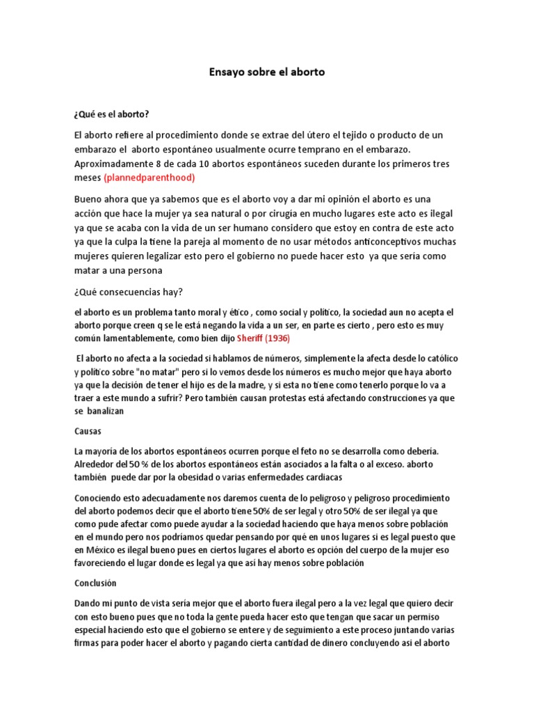 Ensayo Sobre El Aborto | PDF | Aborto | El embarazo