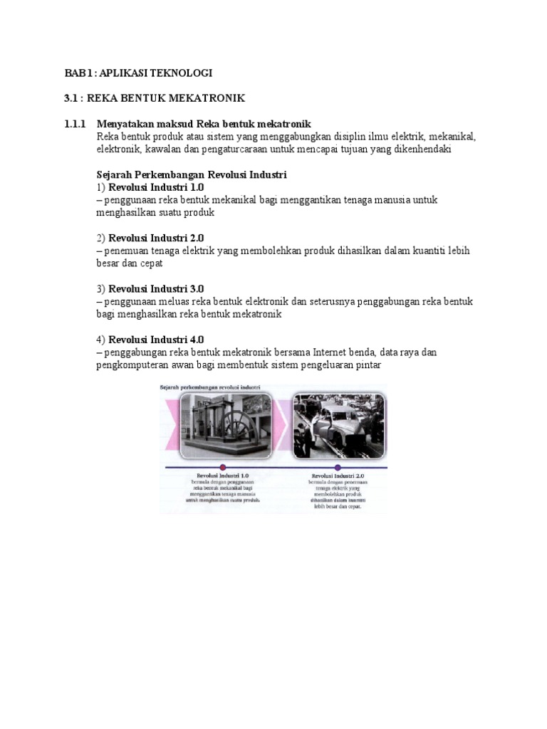 Nota Bab 1.1 Reka Bentuk Mekatronik | PDF