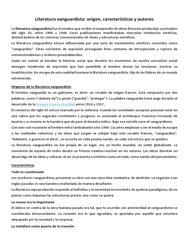 Literatura Vanguardista | PDF | Vanguardia | Surrealismo