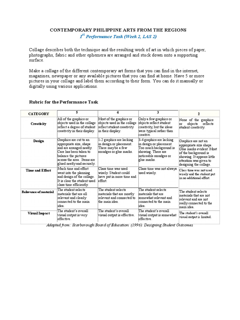 Collage Performance Task Guidelines | PDF | Collage | Graphics
