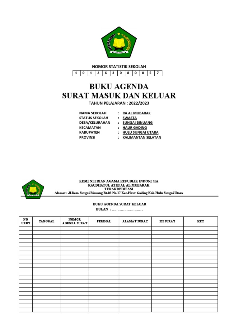 Buku Agenda Surat Masuk | PDF
