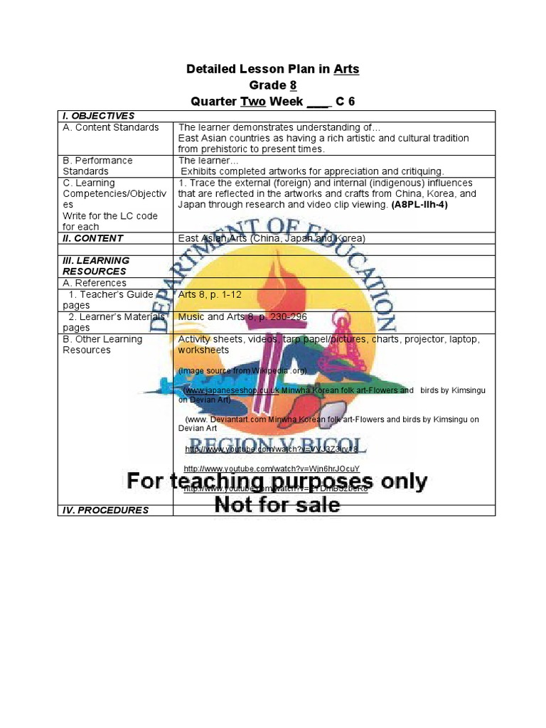 Grade 8 - Arts - C6 | PDF | Korea | Japan