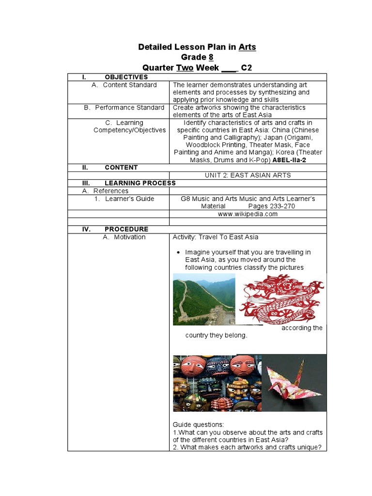 Grade 8 - Arts - C2 | PDF | Learning | East Asia