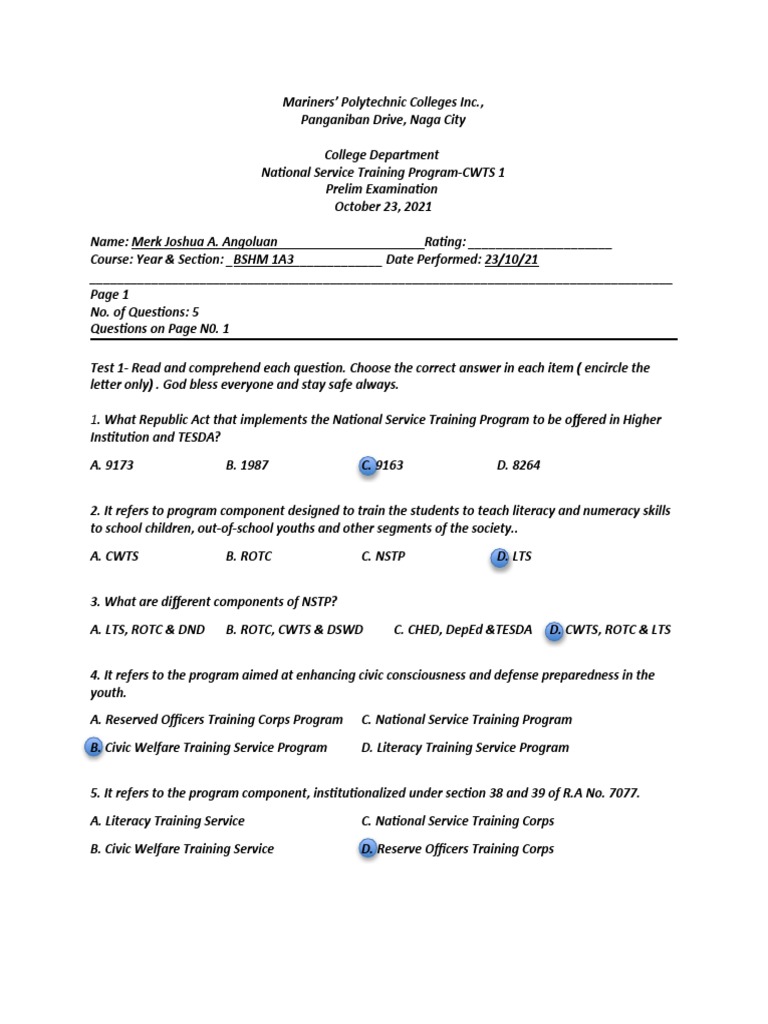 Angoluan Nstp-Prelim-Exam | Download Free PDF | Earthquakes | Geophysics
