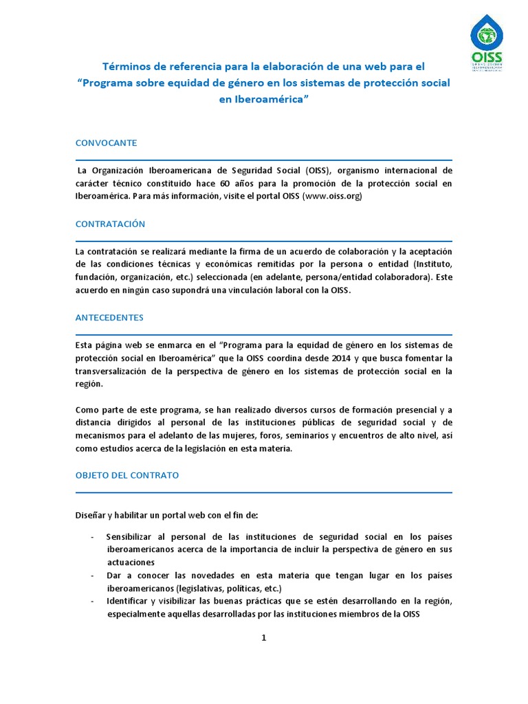 Terminos de Referencia Web Genero 002 | PDF | Red mundial | Internet y web